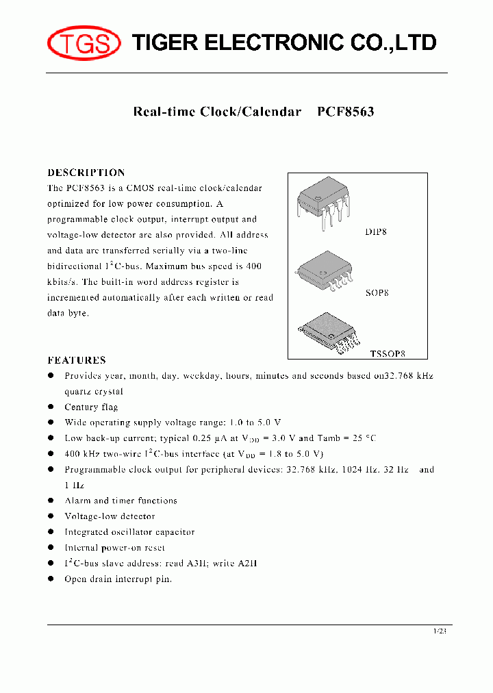 PCF8563_4662068.PDF Datasheet Download --- IC-ON-LINE