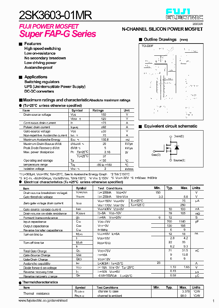 2SK3603-01MR_4690256.PDF Datasheet Download --- IC-ON-LINE