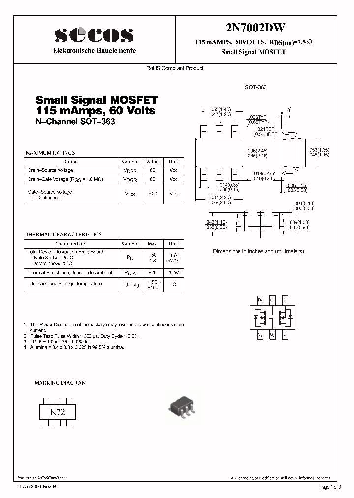 2N7002DW_4694697.PDF Datasheet Download --- IC-ON-LINE