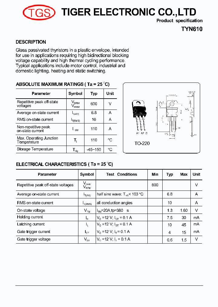TYN610_4694023.PDF Datasheet Download --- IC-ON-LINE