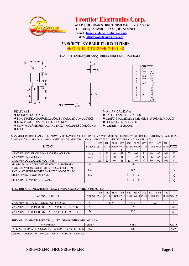 SRF5-02-LFR_4696977.PDF Datasheet Download --- IC-ON-LINE