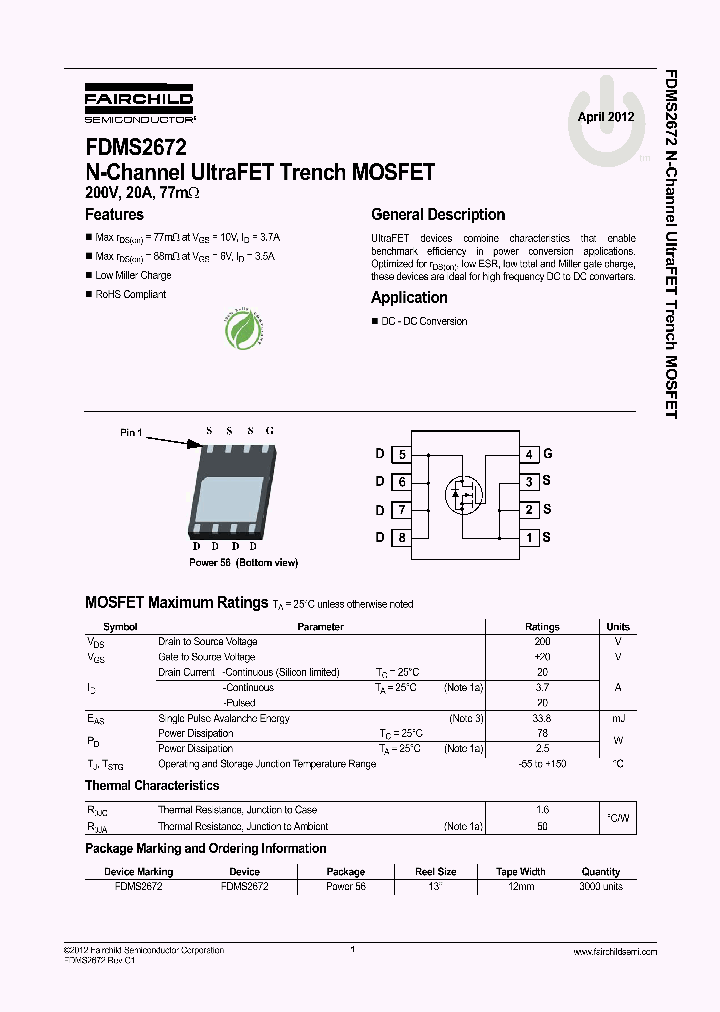 FDMS267212_4722274.PDF Datasheet Download --- IC-ON-LINE
