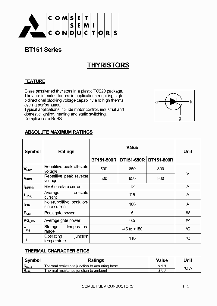 BT151_4725137.PDF Datasheet Download --- IC-ON-LINE