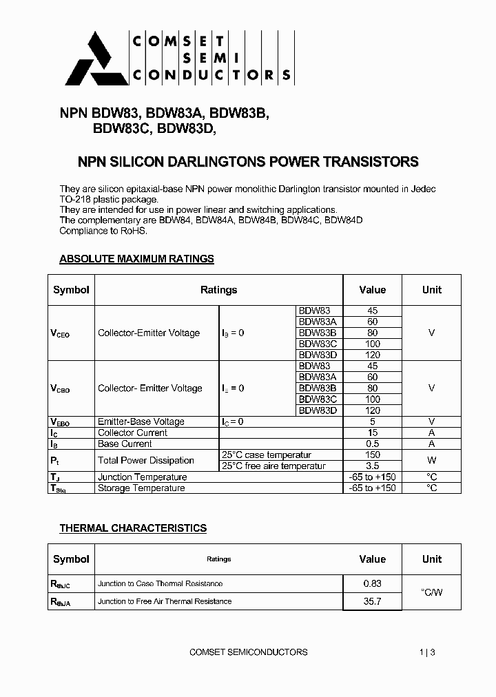 BDW83_4730043.PDF Datasheet Download --- IC-ON-LINE