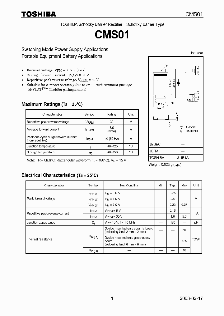 CMS01_4738867.PDF Datasheet Download --- IC-ON-LINE
