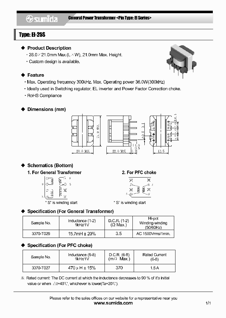 EI-25S_4777675.PDF Datasheet Download --- IC-ON-LINE
