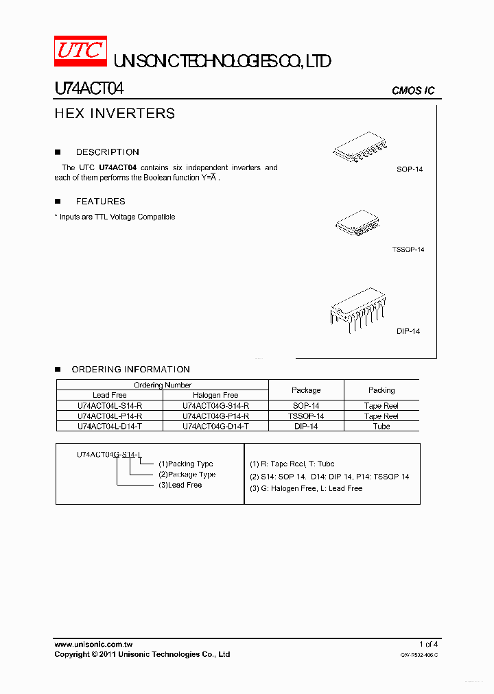 U74ACT04_4778649.PDF Datasheet Download --- IC-ON-LINE