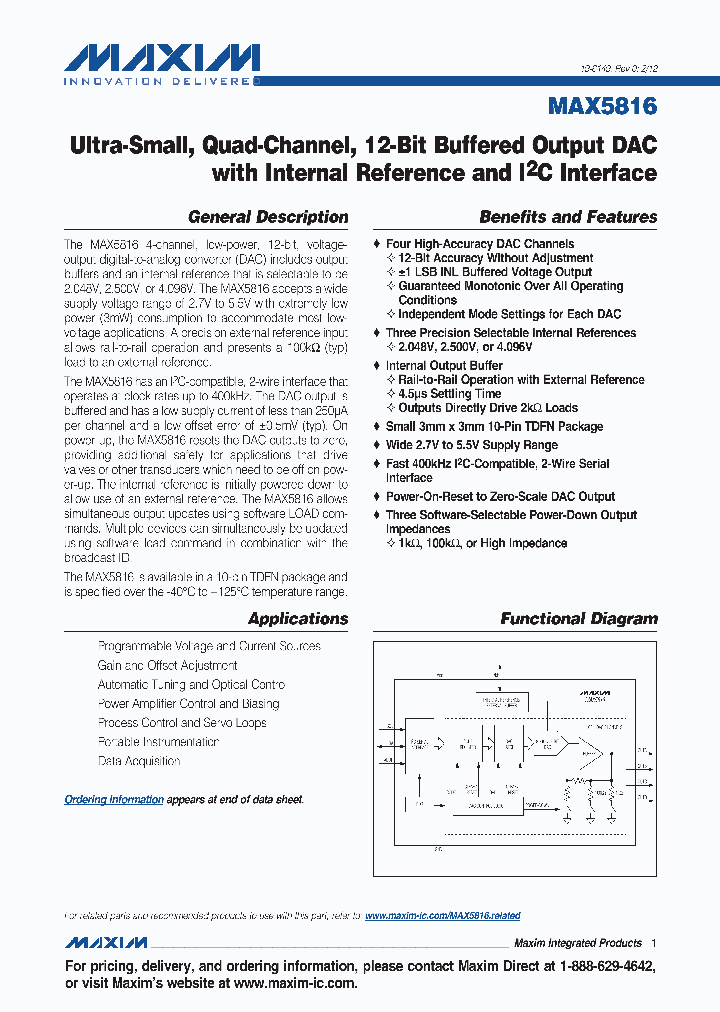 MAX5816_4782540.PDF Datasheet Download --- IC-ON-LINE