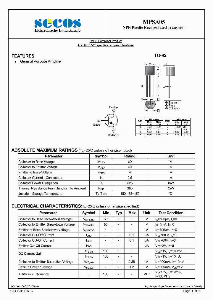 MPSA05_4789695.PDF Datasheet Download --- IC-ON-LINE