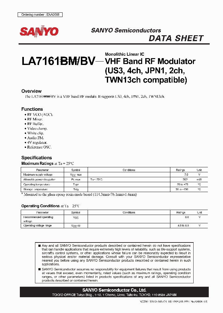 LA7161BV_4792276.PDF Datasheet Download --- IC-ON-LINE