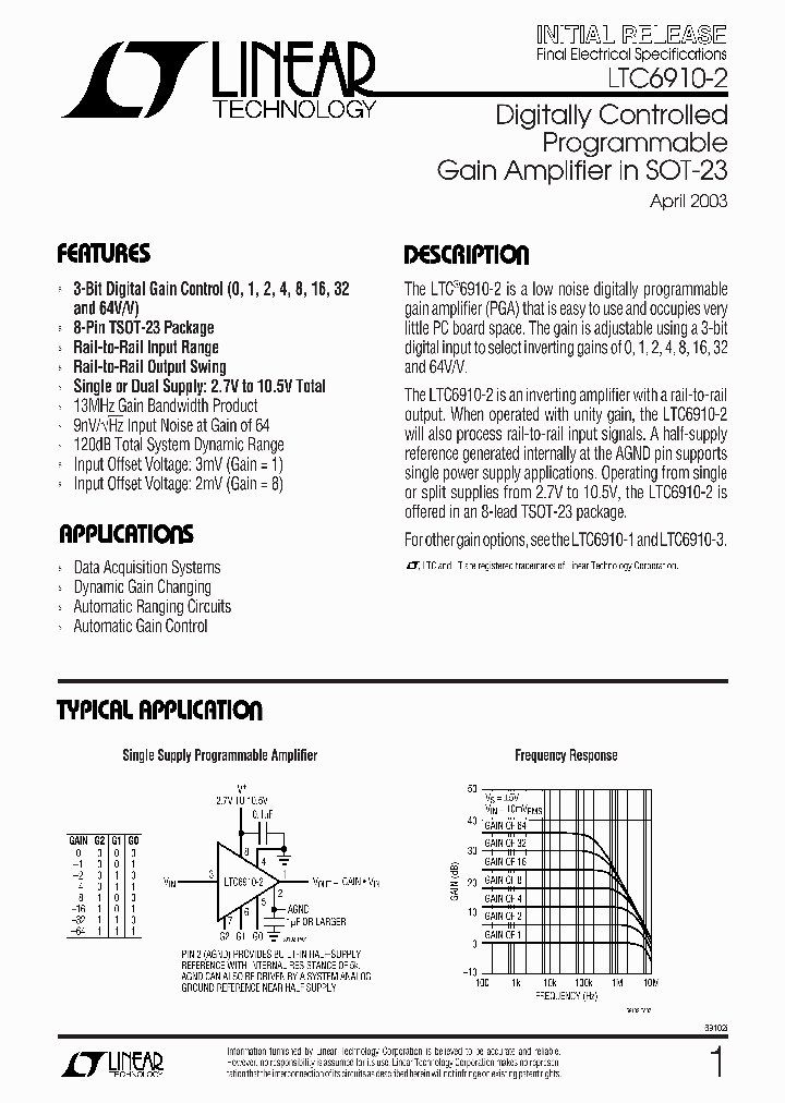 LTC6910-2ITS8TRM_4837585.PDF Datasheet Download --- IC-ON-LINE