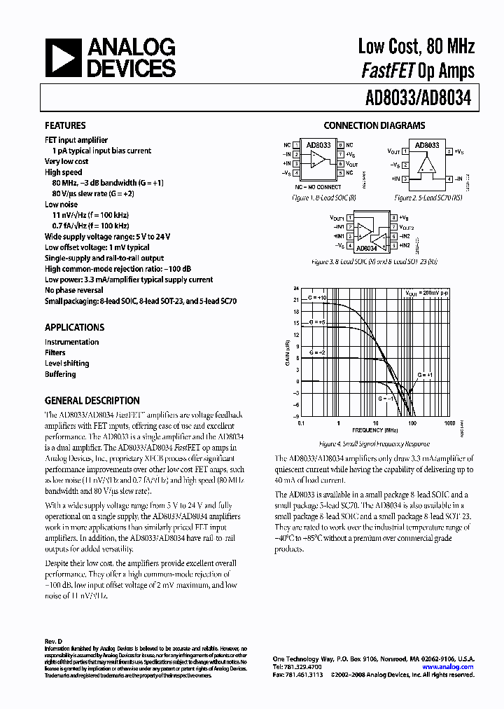 AD8034ARZ-REEL7_4859323.PDF Datasheet Download --- IC-ON-LINE