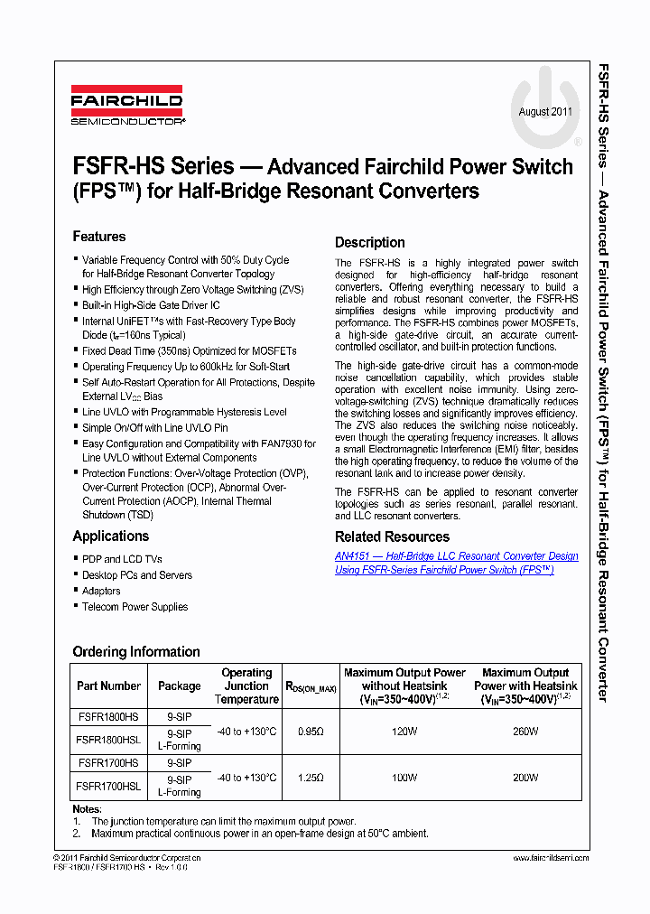 FSFR1700HS_4867571.PDF Datasheet Download --- IC-ON-LINE