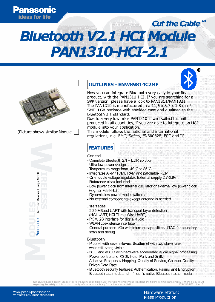 PAN1310-HCI-21_4870841.PDF Datasheet Download --- IC-ON-LINE