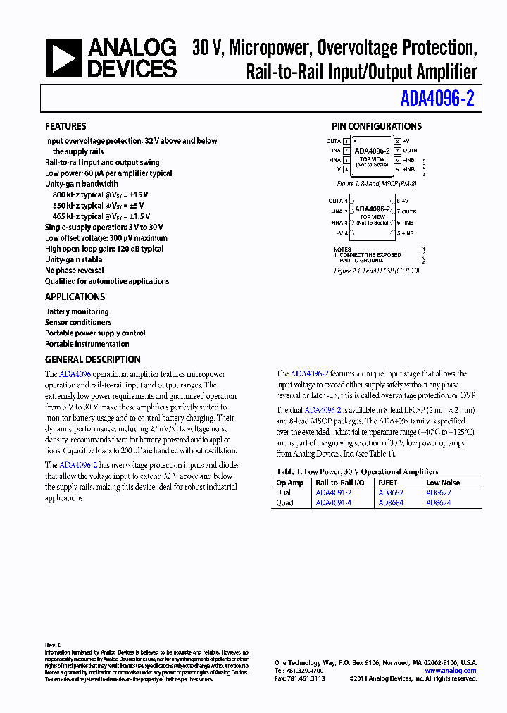 ADA4096-21107_4879303.PDF Datasheet Download --- IC-ON-LINE