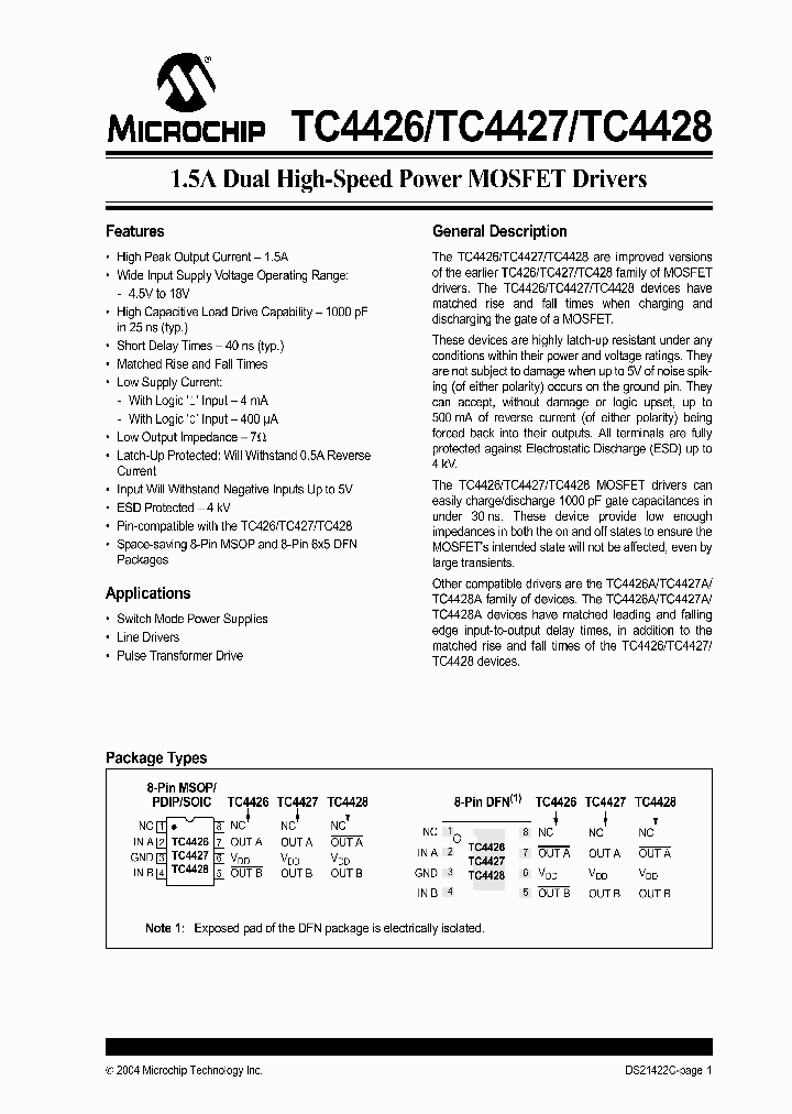 TC4426CUA713_4898085.PDF Datasheet Download --- IC-ON-LINE
