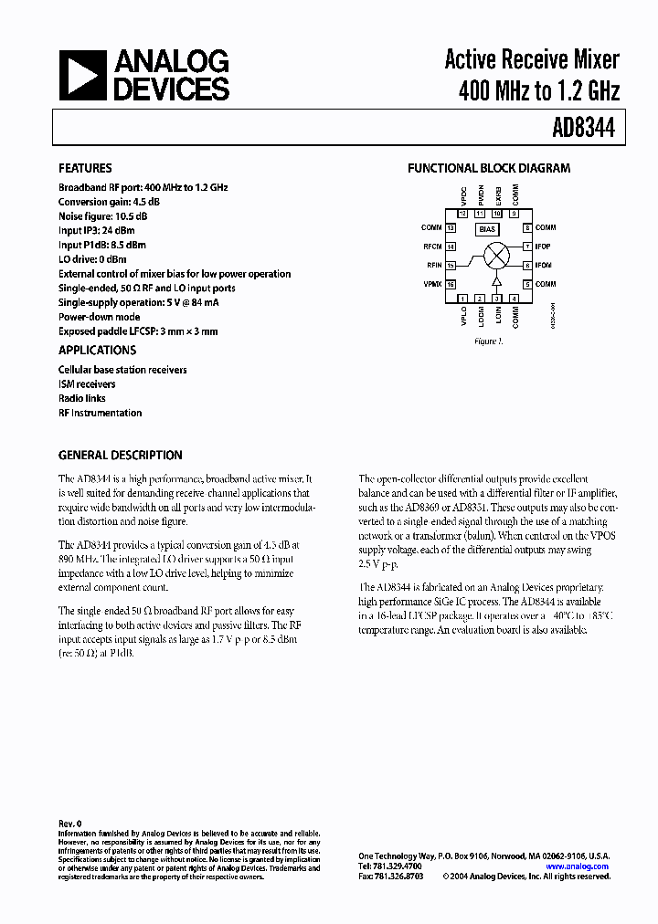 AD8344-EVAL_4997422.PDF Datasheet Download --- IC-ON-LINE