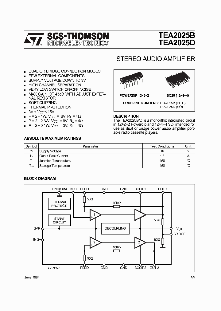 TEA2025D_5030146.PDF Datasheet Download --- IC-ON-LINE