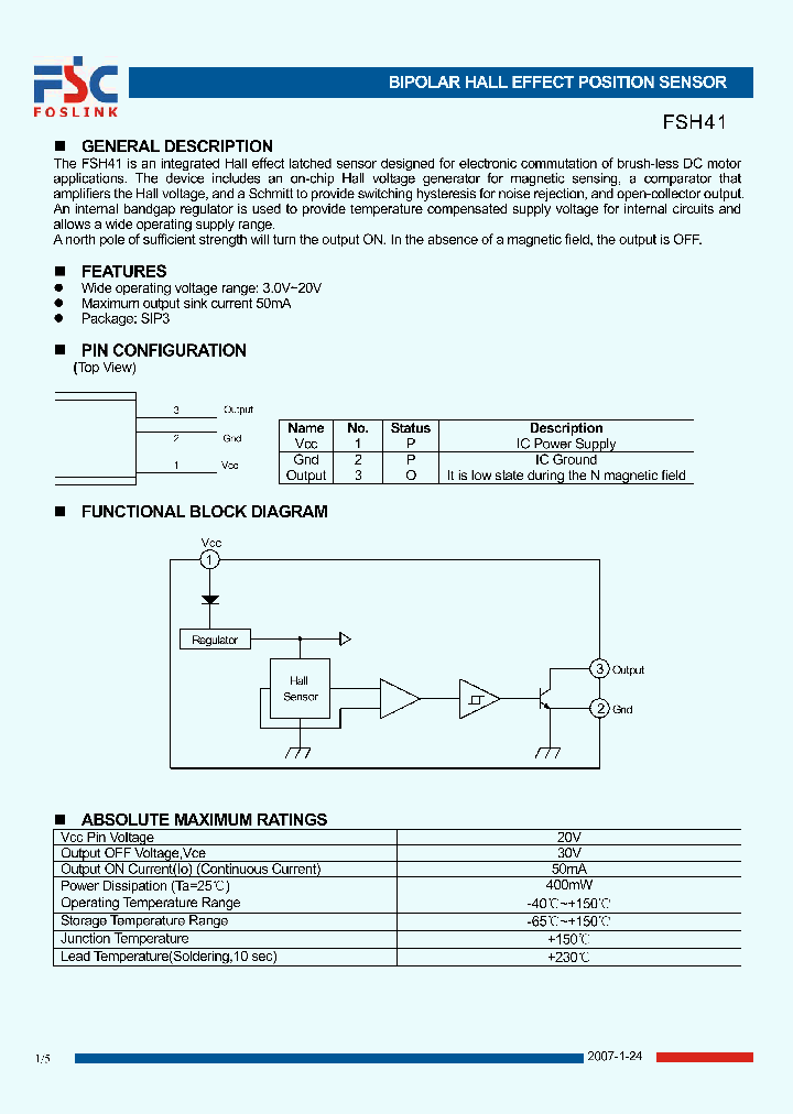 FSH41_5147204.PDF Datasheet Download --- IC-ON-LINE