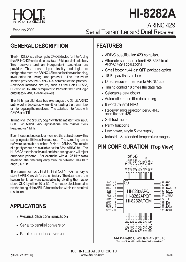 HI-8282APQIF_5192890.PDF Datasheet Download --- IC-ON-LINE