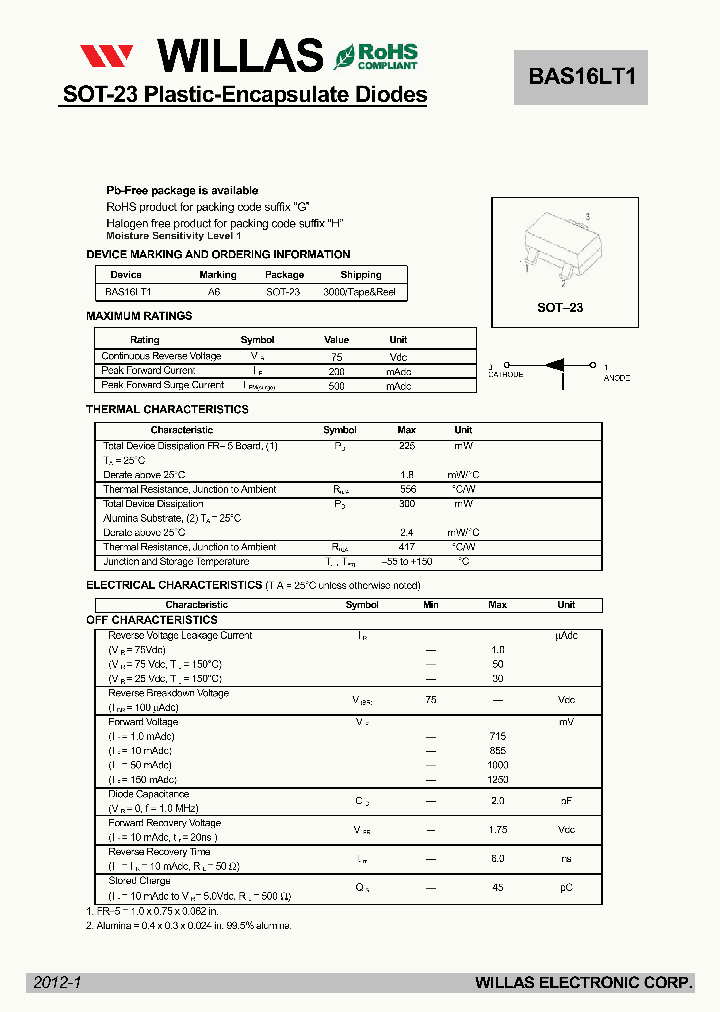 BAS16LT1_5220404.PDF Datasheet Download --- IC-ON-LINE