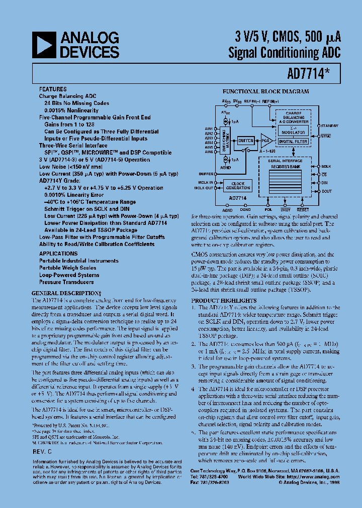 AD7714YRUZ-REEL7_5337304.PDF Datasheet Download --- IC-ON-LINE