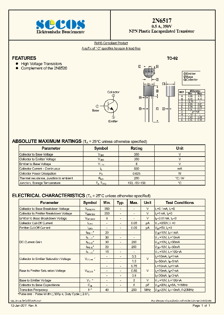 2N6517_5365320.PDF Datasheet Download --- IC-ON-LINE