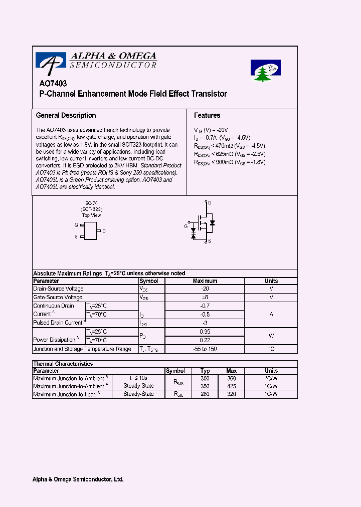 AO7403_5365974.PDF Datasheet Download --- IC-ON-LINE