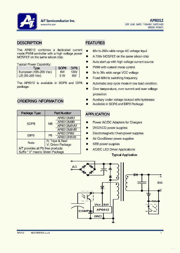 AP8012_5385622.PDF Datasheet Download --- IC-ON-LINE