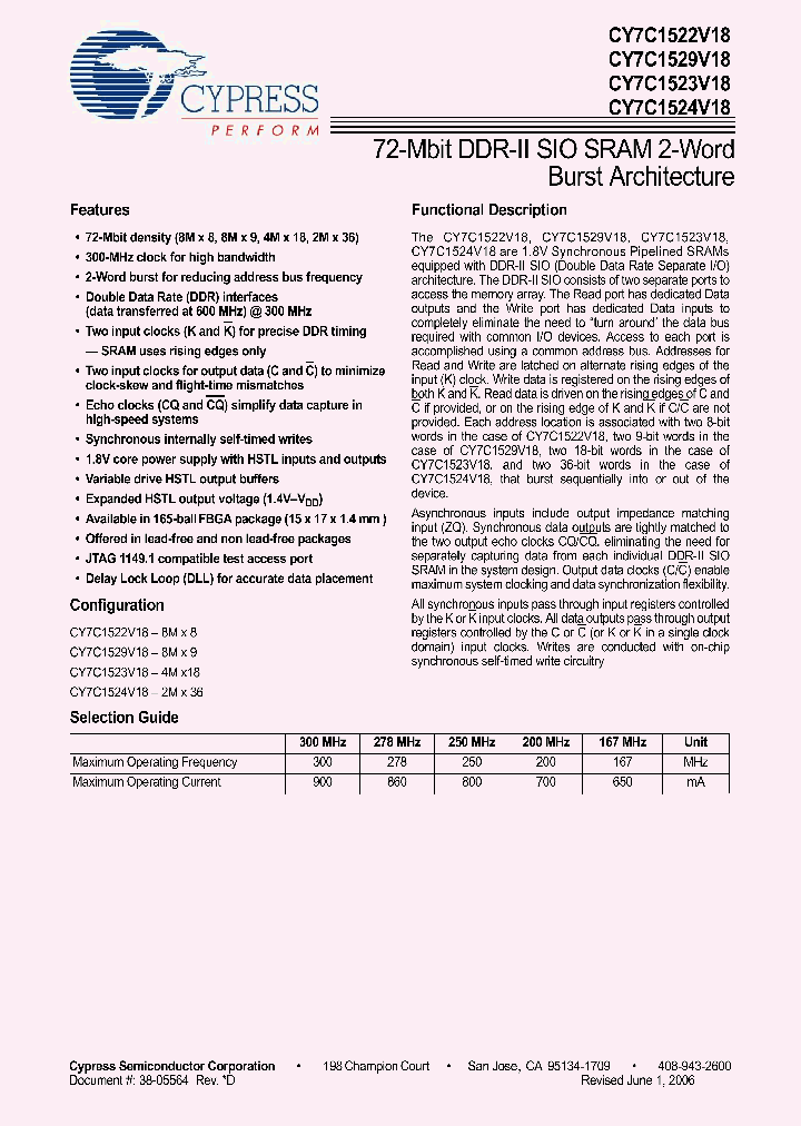 CY7C1522V18_5411603.PDF Datasheet Download --- IC-ON-LINE