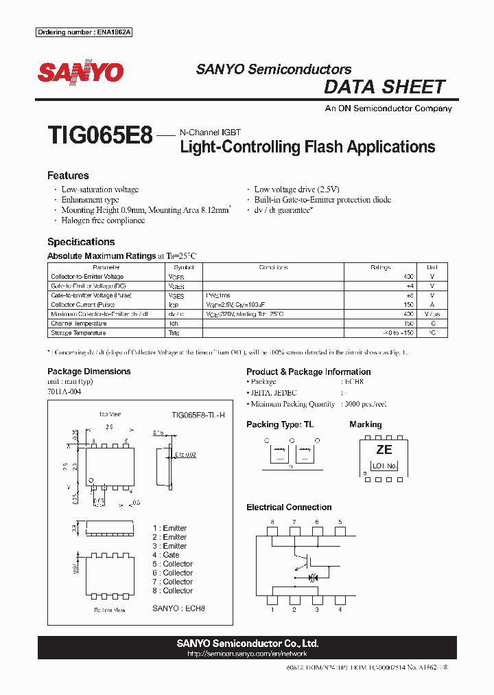 TIG065E8-TL-H_5413092.PDF Datasheet Download --- IC-ON-LINE