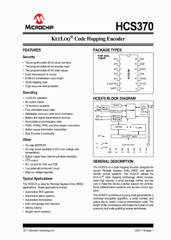 HCS370_5425064.PDF Datasheet Download --- IC-ON-LINE