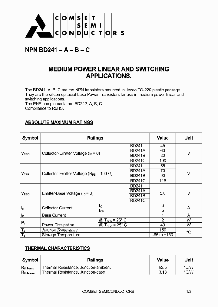 BD241C_5425155.PDF Datasheet Download --- IC-ON-LINE