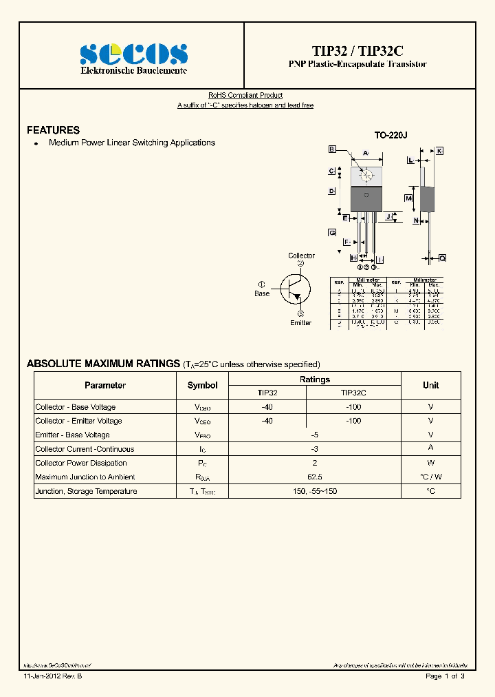 TIP32_5430928.PDF Datasheet Download --- IC-ON-LINE