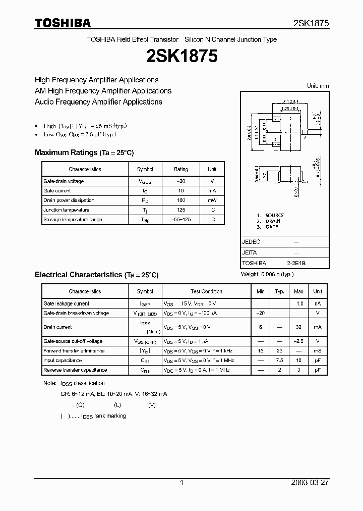 2SK1875_5448529.PDF Datasheet Download --- IC-ON-LINE