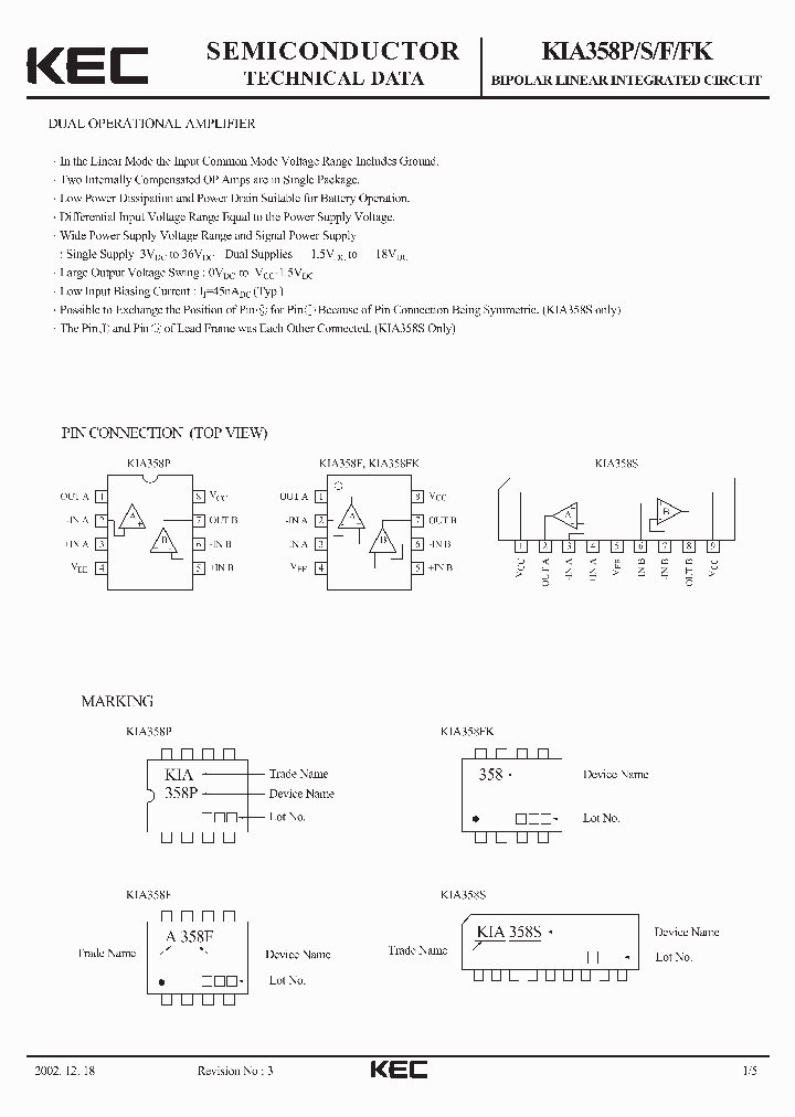 KIA358F_5462084.PDF Datasheet Download --- IC-ON-LINE