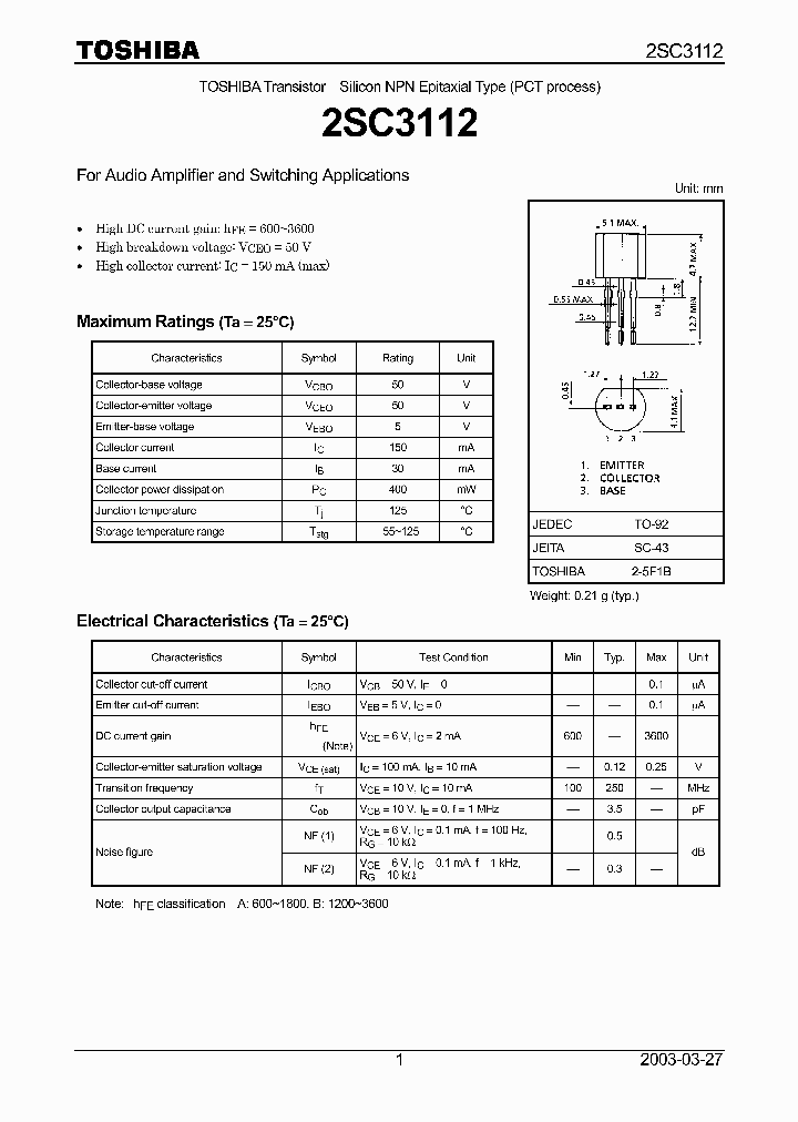 2SC3112_5518604.PDF Datasheet Download --- IC-ON-LINE