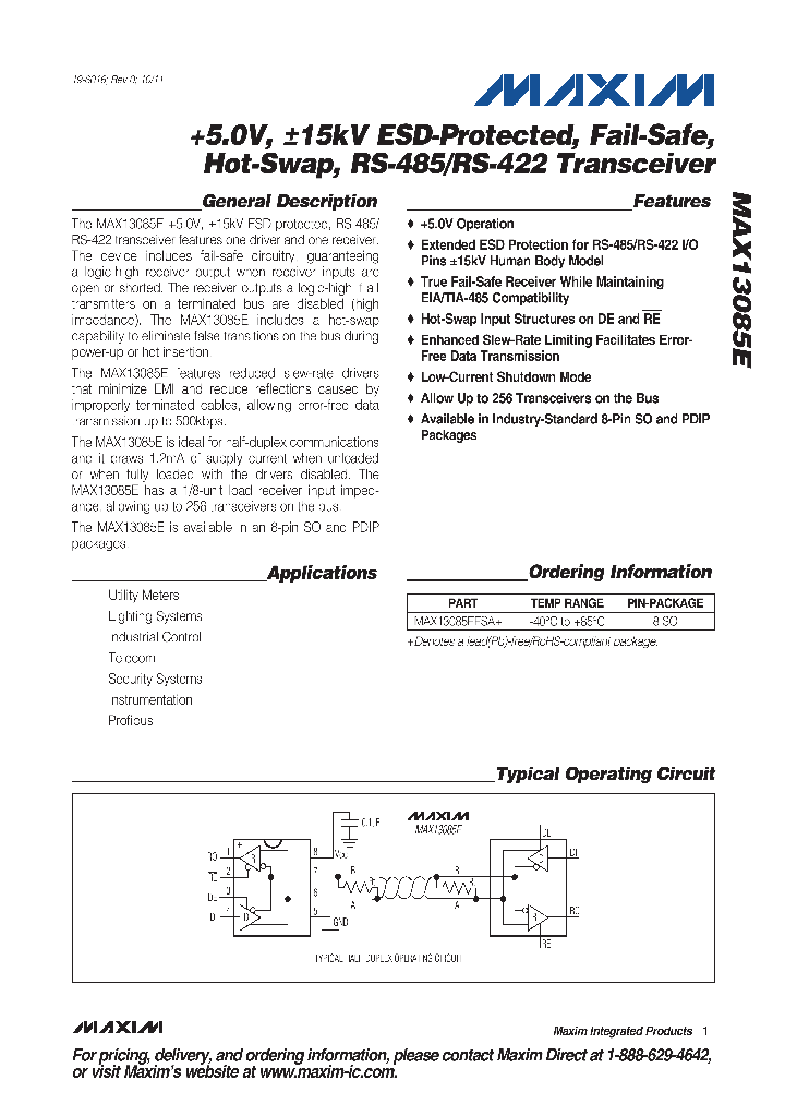 MAX13085E_5548627.PDF Datasheet Download --- IC-ON-LINE