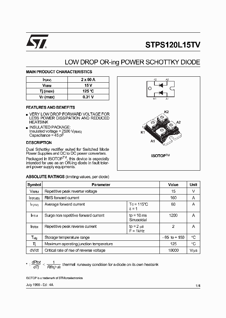 STPS120L15TV_5560501.PDF Datasheet Download --- IC-ON-LINE