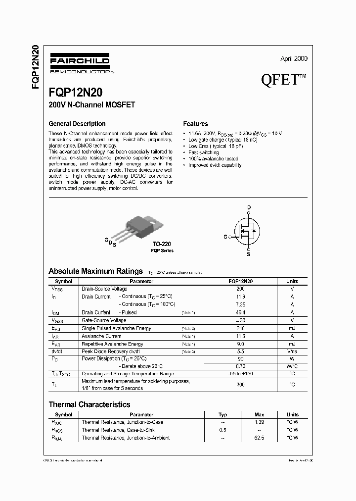 FQP12N20_5563259.PDF Datasheet Download --- IC-ON-LINE