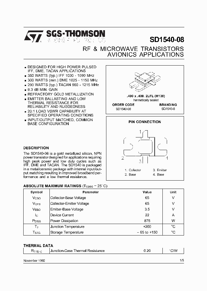 SD1540-08_5623746.PDF Datasheet Download --- IC-ON-LINE