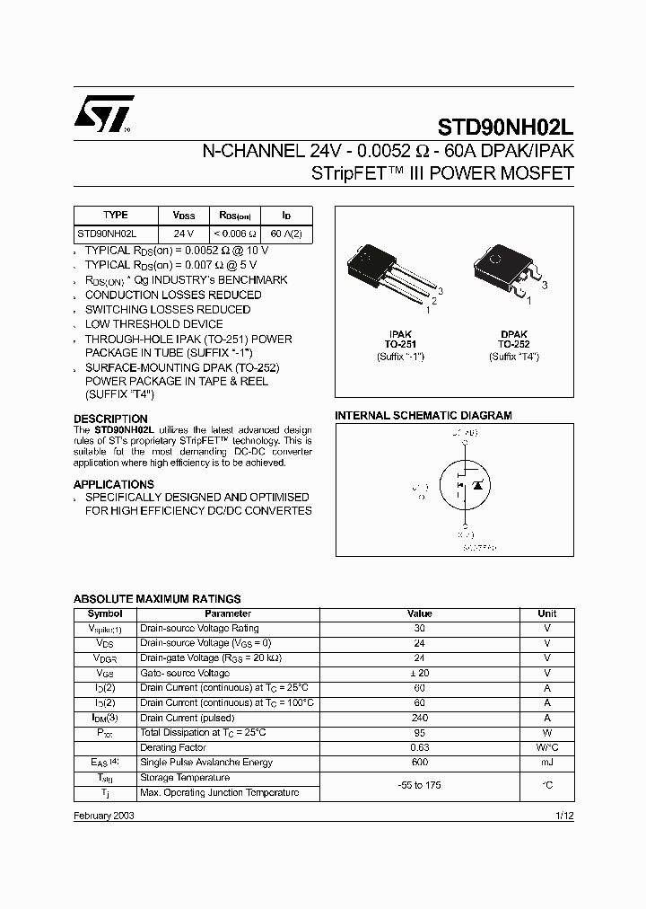 STD90NH02L_5631125.PDF Datasheet Download --- IC-ON-LINE