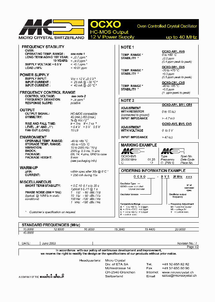 OCXO_5653107.PDF Datasheet Download --- IC-ON-LINE