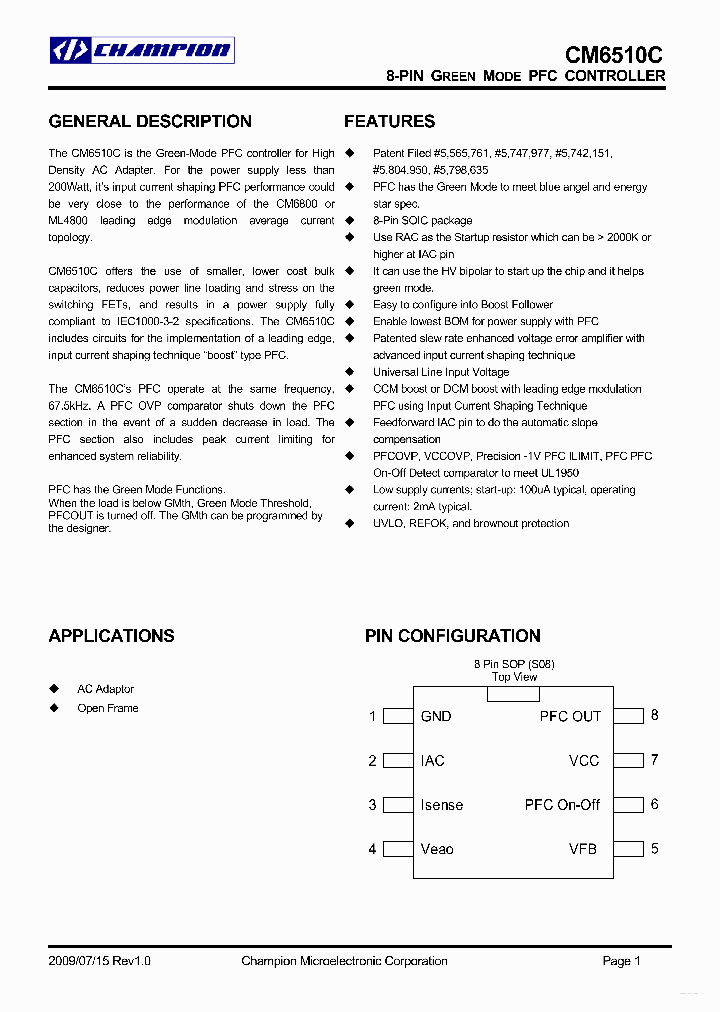 CM6510C_5675437.PDF Datasheet Download --- IC-ON-LINE