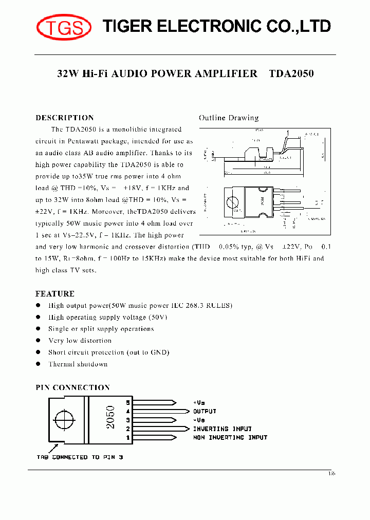 TDA2050_5694110.PDF Datasheet Download --- IC-ON-LINE