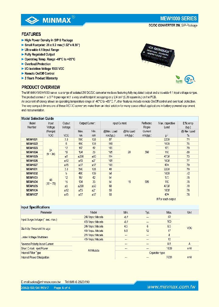 MEW1031_5708267.PDF Datasheet Download --- IC-ON-LINE