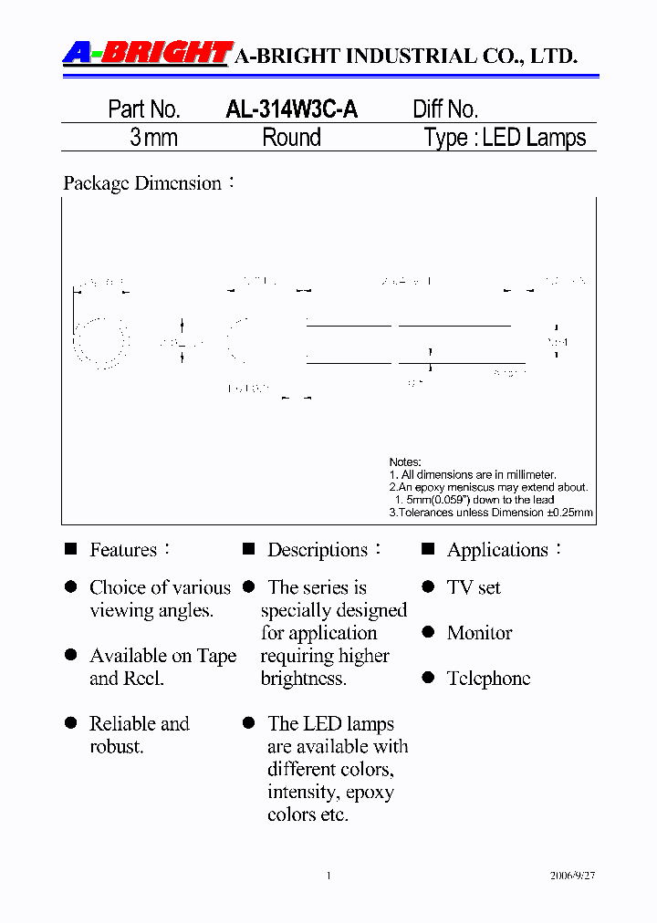 AL-314W3C-A06_5779459.PDF Datasheet Download --- IC-ON-LINE