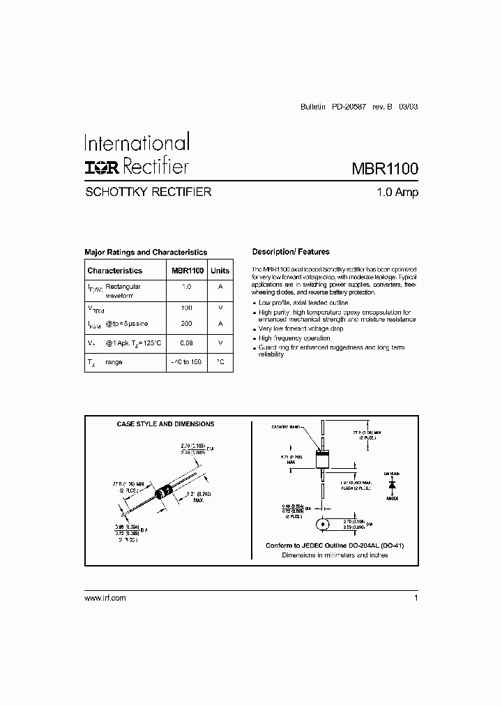 MBR1100TR_5790259.PDF Datasheet Download --- IC-ON-LINE