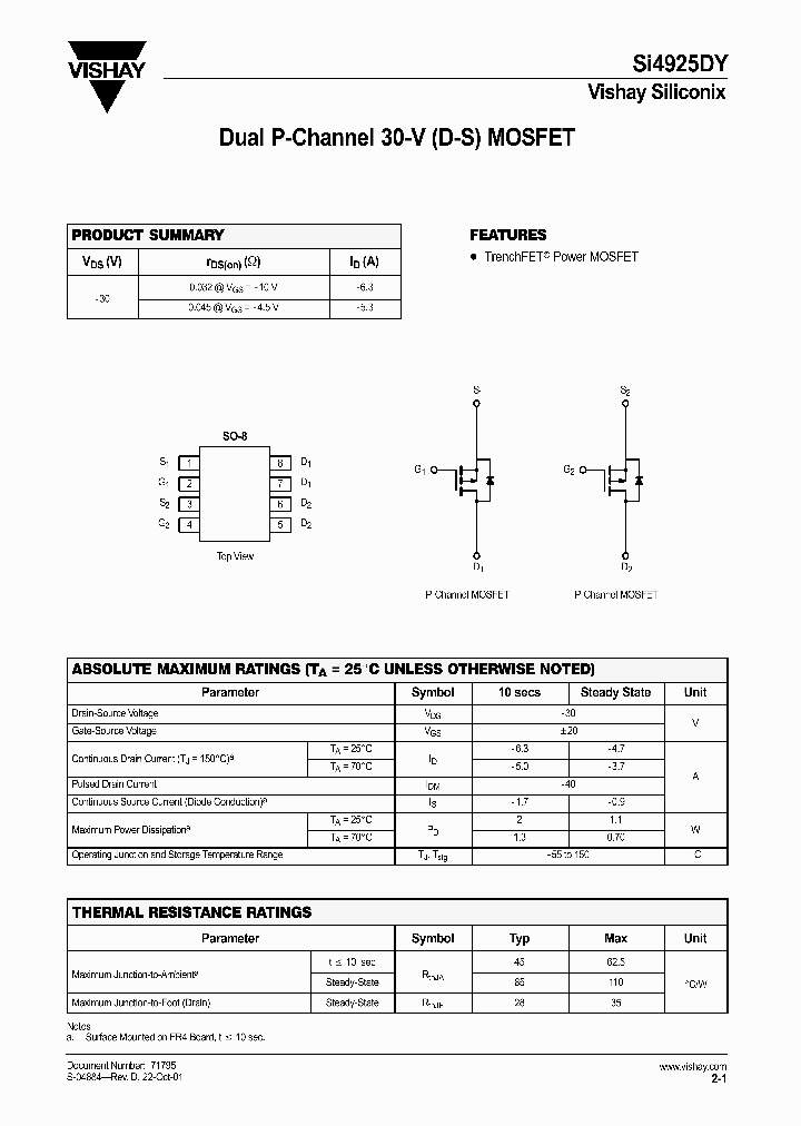 SI4925DY_5808064.PDF Datasheet Download --- IC-ON-LINE