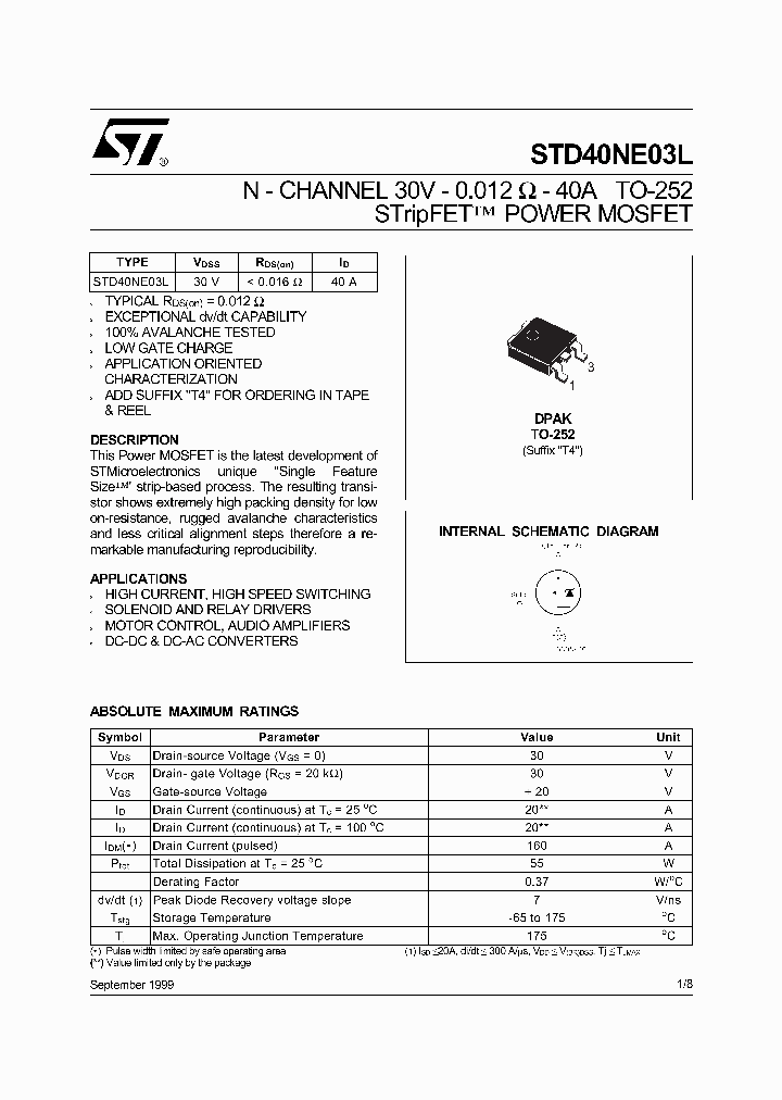 STD40NE03L_5809745.PDF Datasheet Download --- IC-ON-LINE